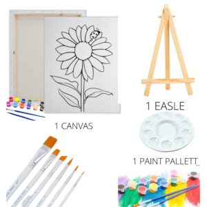 Essenburg Pre Drawn Canvas Sunflower II Paint Kit | Adult & Teen Sip and Paint Party Favor | DIY Date Night Couple Activity (S 8x10 CANVAS ONLY)