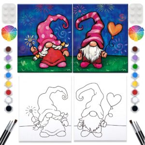 vallsip 2 pack paint and sip canvas painting kit pre drawn canvas for painting for adults stretched canvas couples games date night anniversary gifts couple paint party supplies favor(8x10)