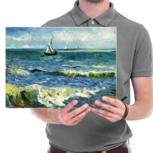 Wieco Art Canvas Prints Wall Art Seascape at Saintes Maries by Vincent Van Gogh Oil Paintings Reproduction Classical Giclee Artwork Ocean Sea Pictures for Bedroom Bathroom Kitchen Home Decorations