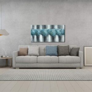 Hand Painted Abstract Blue Wall Art 46x23 Inches, Large Wall Paintings with 3D Effect, Textured Canvas Wall Art for Living Room, Bedroom, etc.