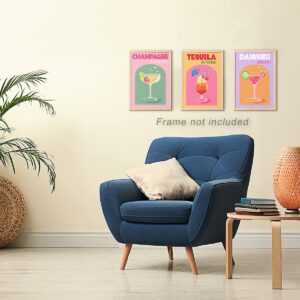 XINTANG Retro Cocktail Poster Canvas Wall Art Funny Alcoho Wine Glass Print Paintings Cute Preppy Posters Aesthetic Room Wall Decor Pictures for Bar Party Dorm Kitchen Set of 6 8x10in Unframed