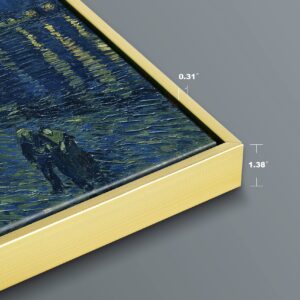 Wieco Art Framed Art Giclee Canvas Prints of Starry Night Over The Rhone Canvas Prints Wall Art by Van Gogh Paintings Reproduction Abstract Framed Artwork for Wall Decor