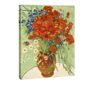 wieco art red poppies and daisies large canvas prints wall art of van gogh famous artwork floral oil paintings reproduction abstract hd classical flowers pictures for living room home decor