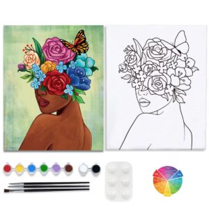 vallsip canvas painting kits pre drawn canvas for painting for adults paint and sip party supplies stretched canvas to paint games ladies night flower girl mindfulness date night ideas…