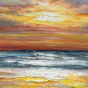 Limiyer Art Sea Sunrise Landscape Modern Abstract Oil painting Canvas Oil Painting wall art decoration 24x48 inch