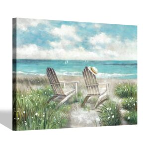 sd soft dance beach wall art seascape painting: coastal scene picture artwork painting on canvas for living room (24'' x 18'' x 1 panel)