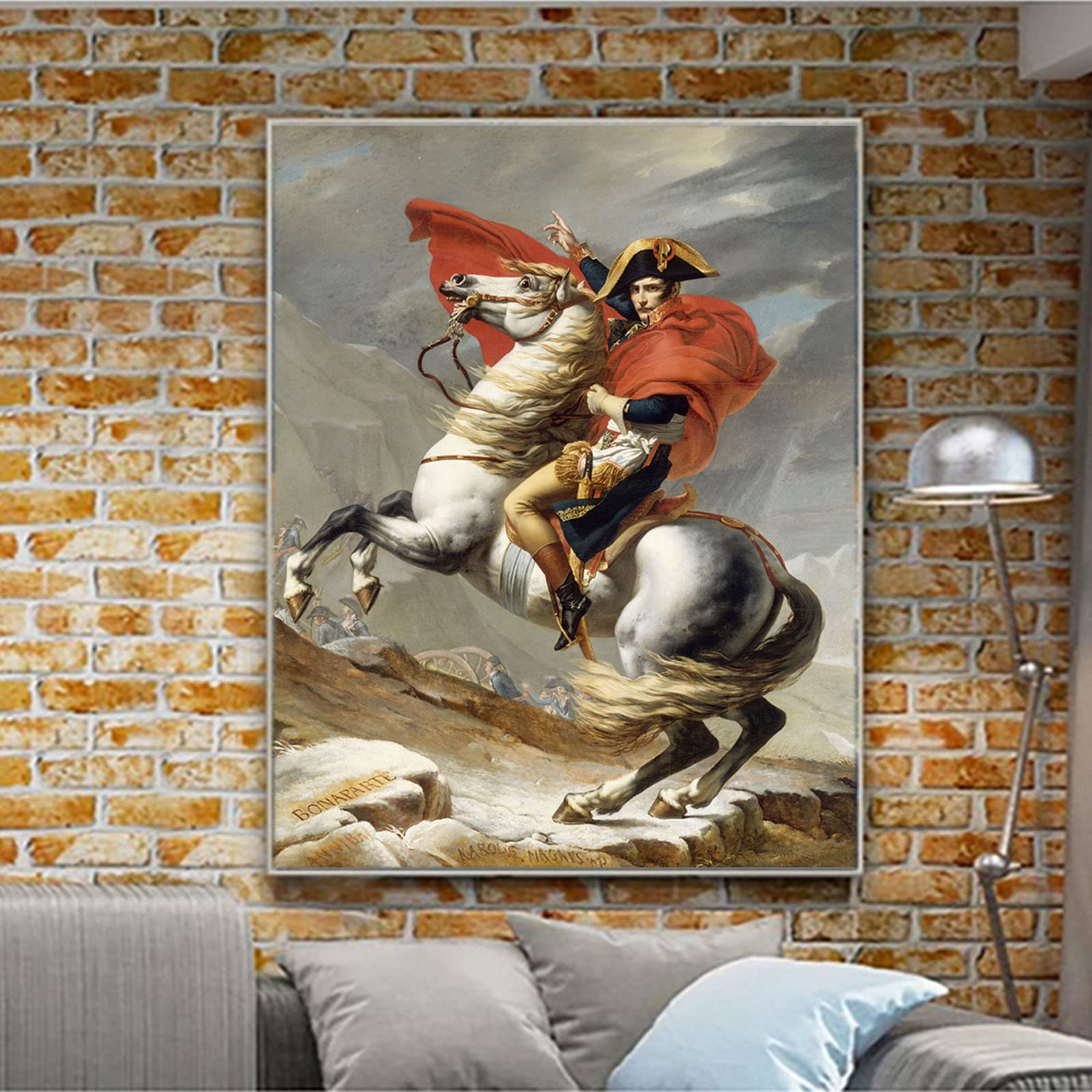 Napoleon Crossing The Alps Poster - Jacques-Louis David Canvas Art Famous Painting Wall Art Poster Artwork for Bedroom Office Wall Decor No Frame (12x16in/30x40cm-1)