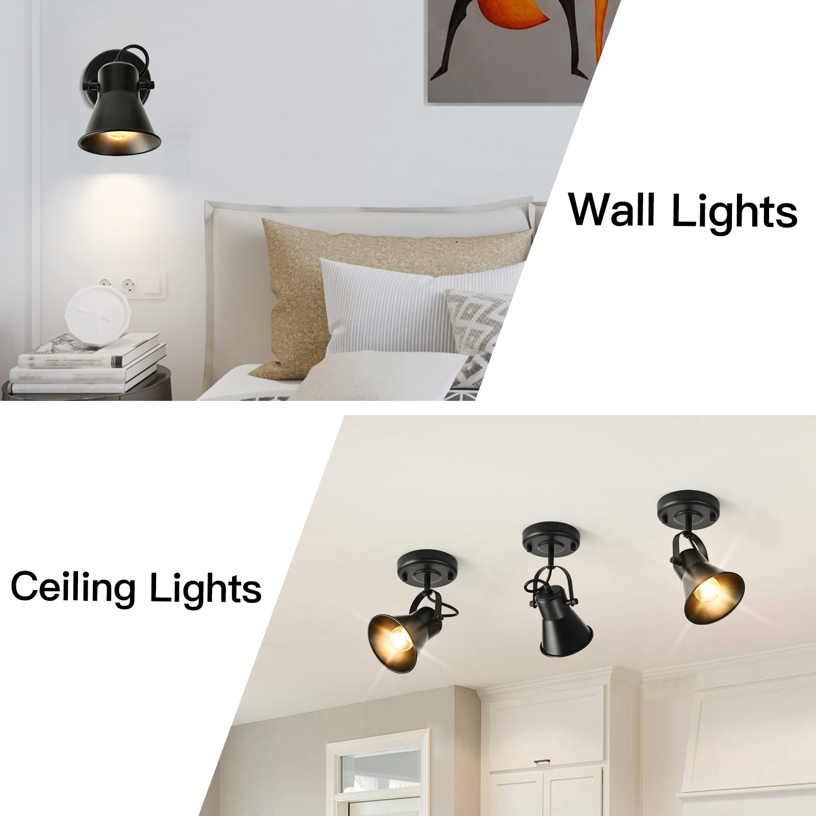 SEEBLEN Track Light Modern Ceiling Spot Lighting Indoor, Adjustable Wall Mount Accent Light,for Bedroom Living Room Hallway Kitchen Painting(2 Pack)