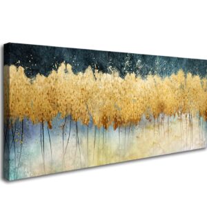 XXMWallArt FC2662 Canvas Wall Art Abstract Golden Forest Painting Modern Decor Abstract Canvas Prints for Living Room Bedroom Kitchen Home and Office Wall Decor