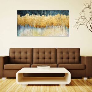 XXMWallArt FC2662 Canvas Wall Art Abstract Golden Forest Painting Modern Decor Abstract Canvas Prints for Living Room Bedroom Kitchen Home and Office Wall Decor