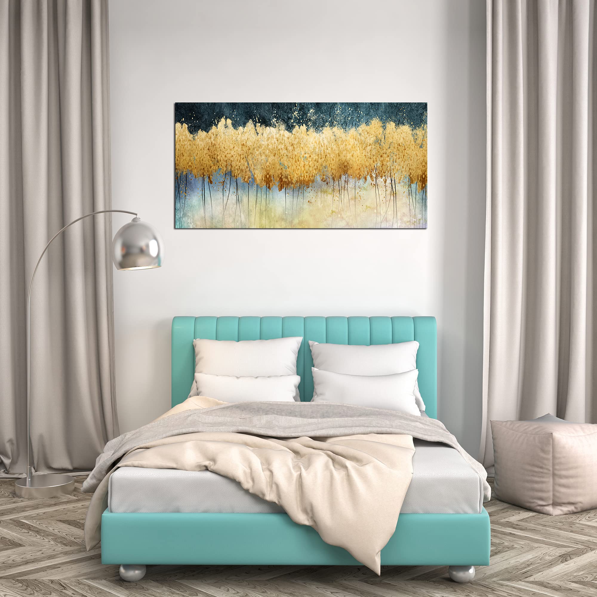 XXMWallArt FC2662 Canvas Wall Art Abstract Golden Forest Painting Modern Decor Abstract Canvas Prints for Living Room Bedroom Kitchen Home and Office Wall Decor