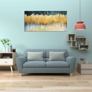 XXMWallArt FC2662 Canvas Wall Art Abstract Golden Forest Painting Modern Decor Abstract Canvas Prints for Living Room Bedroom Kitchen Home and Office Wall Decor