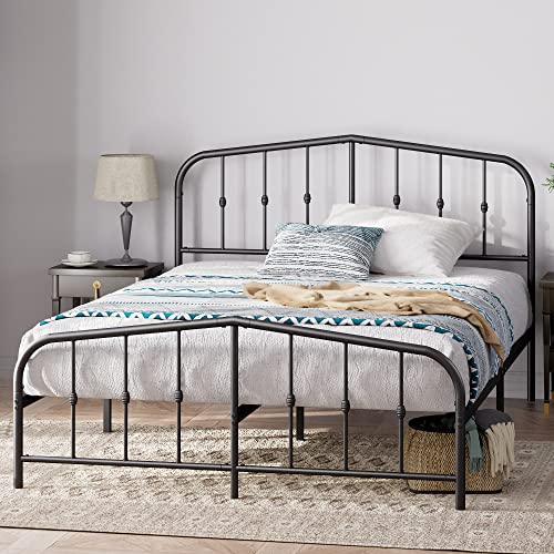 Zinus Heidi Metal Platform Bed Frame/Steel Mattress Foundation/Bed Frame with Headboard and Footboard/No Box Spring Needed/Easy Assembly, Black, Queen