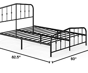 Zinus Heidi Metal Platform Bed Frame/Steel Mattress Foundation/Bed Frame with Headboard and Footboard/No Box Spring Needed/Easy Assembly, Black, Queen