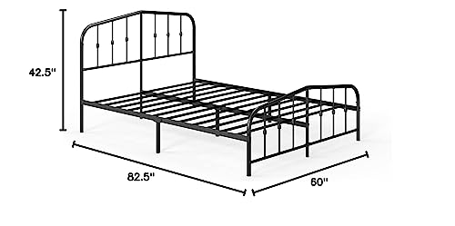 Zinus Heidi Metal Platform Bed Frame/Steel Mattress Foundation/Bed Frame with Headboard and Footboard/No Box Spring Needed/Easy Assembly, Black, Queen