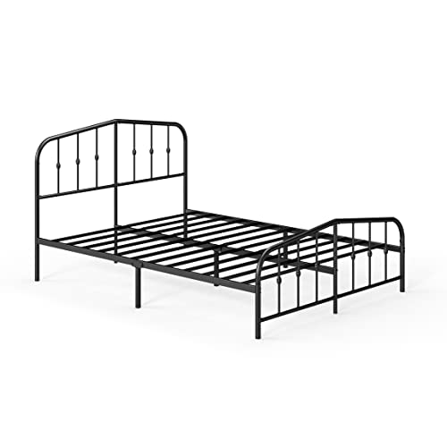 Zinus Heidi Metal Platform Bed Frame/Steel Mattress Foundation/Bed Frame with Headboard and Footboard/No Box Spring Needed/Easy Assembly, Black, Queen