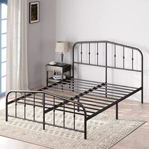 Zinus Heidi Metal Platform Bed Frame/Steel Mattress Foundation/Bed Frame with Headboard and Footboard/No Box Spring Needed/Easy Assembly, Black, Queen