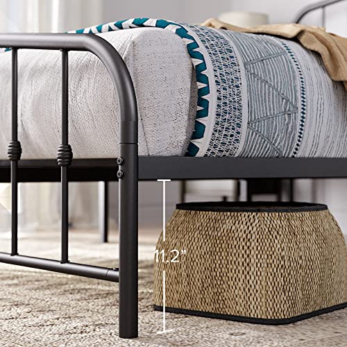 Zinus Heidi Metal Platform Bed Frame/Steel Mattress Foundation/Bed Frame with Headboard and Footboard/No Box Spring Needed/Easy Assembly, Black, Queen