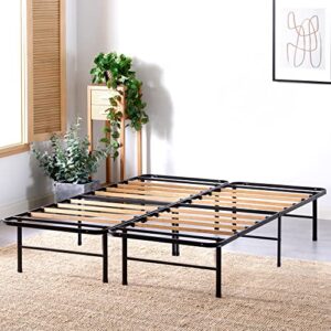 zinus smartbase essential mattress foundation with bamboo slats / metal platform bed frame / sustainable bamboo slat support / no box spring needed / easy assembly, queen