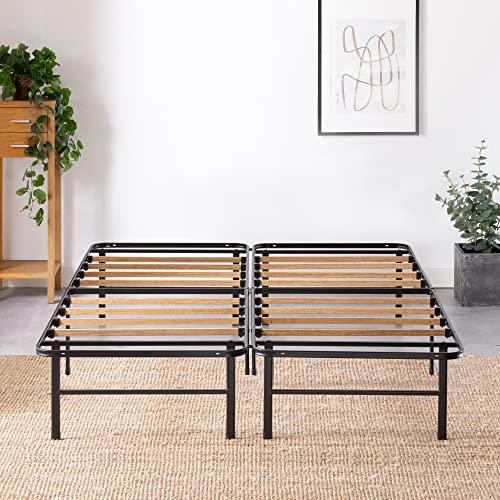 Zinus SmartBase Essential Mattress Foundation with Bamboo Slats / Metal Platform Bed Frame / Sustainable Bamboo Slat Support / No Box Spring Needed / Easy Assembly, Queen