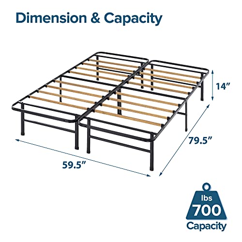 Zinus SmartBase Essential Mattress Foundation with Bamboo Slats / Metal Platform Bed Frame / Sustainable Bamboo Slat Support / No Box Spring Needed / Easy Assembly, Queen