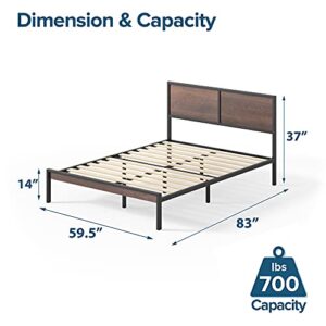 ZINUS Mory Metal Platform Bed Frame with Split Headboard / Wood Slat Support / No Box Spring Needed / Easy Assembly, Queen