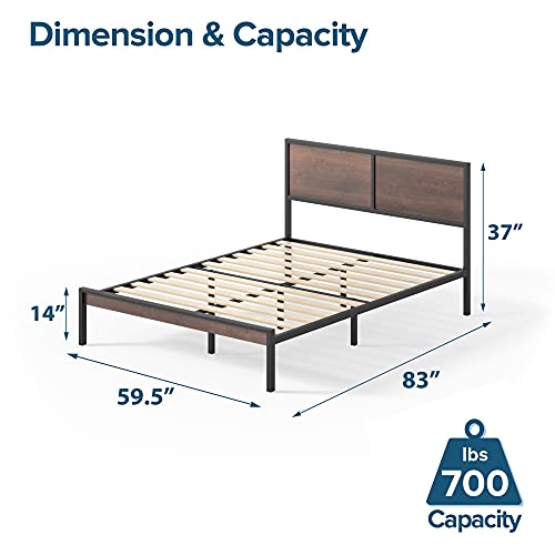 ZINUS Mory Metal Platform Bed Frame with Split Headboard / Wood Slat Support / No Box Spring Needed / Easy Assembly, Queen