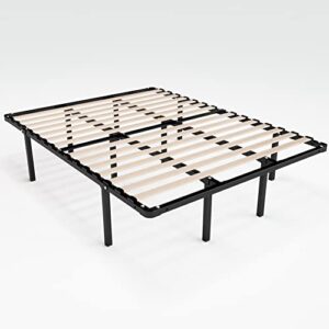 zinus smartbase euro slats mattress foundation / 14 inch metal platform bed frame / no box spring needed / sturdy steel & wood frame / underbed storage, queen