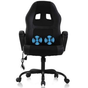 gaming chair computer chair office chair ergonomic high back massage pc desk chair with lumbar support & padded armrest racing style cheap adjustable swivel chair for women men adult, black