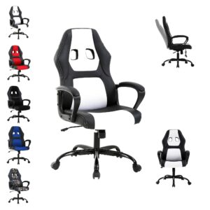 pc gaming chair ergonomic computer chair high-back racing gaming chairs with lumbar support armrest adjustable pu leather office desk chair swivel rolling executive video gaming chair for adults