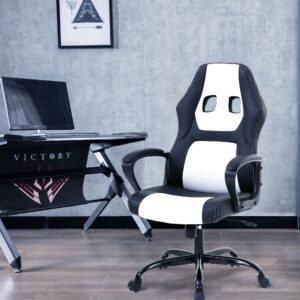 PC Gaming Chair Ergonomic Computer Chair High-Back Racing Gaming Chairs with Lumbar Support Armrest Adjustable PU Leather Office Desk Chair Swivel Rolling Executive Video Gaming Chair for Adults