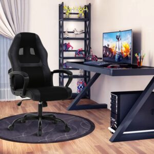 upgrade computer video game chairs, high back ergonomic leather racer task chair with lumbar support & headrest, pc swivel executive rolling office desk chair for home office gaming room