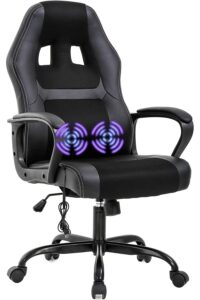 gaming chair desk chairs ergonomic office chair comfortable massage computer desk chair with adjustable backrest and height, pu leather executive pc swivel chair chair with lumbar support (black)