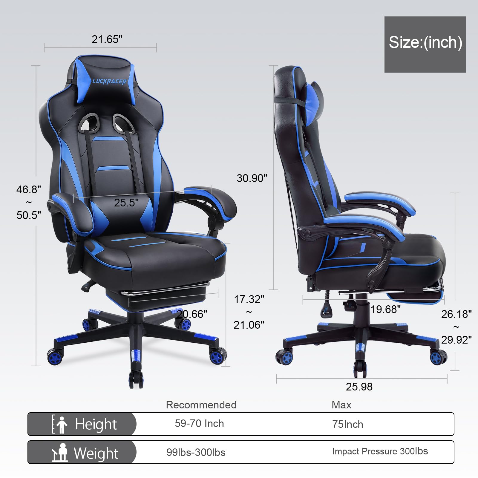 LUCKRACER F59 Gaming Chair (Blue)