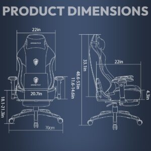 Dowinx Big and Tall Gaming Chair with 4D Armrest and Footrest, High Backrest Office Game Chair with Suede Headrest and Lumbar Support, Pu Leather Ergonomic Computer Chair 400LBS, Black