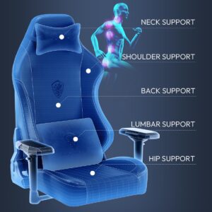 Dowinx Big and Tall Gaming Chair with 4D Armrest and Footrest, High Backrest Office Game Chair with Suede Headrest and Lumbar Support, Pu Leather Ergonomic Computer Chair 400LBS, Black