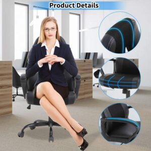 Office Chair Gaming Chair Desk Chair Ergonomic Computer High Back Rolling Executive Chair with Lumbar Support and Comfort Armrest Swivel PU Leather Task Cheap Office Chair for Men Women, Black