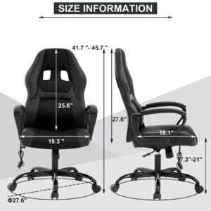 PC Gaming Chair Massage Function Computer Chair Ergonomic Office Chair with Lumbar Support Swivel Rolling Desk Chair Video Game PU Leather Racing Chair Executive High Back Task Chair, Black