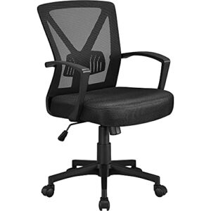 yaheetech office chair computer desk chair swivel ergonomic chair rolling executive office chair with wheels and lumbar support for home office and study, black