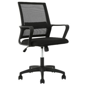 paylesshere office chair computer chair ergonomic mesh chair mid-back home office swivel chair modern desk chair with wheels armrests lumbar support (black)