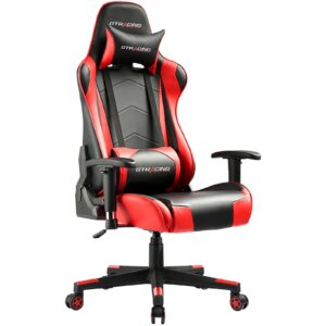 gtracing gaming chair racing office computer ergonomic video game chair backrest and seat height adjustable swivel recliner with headrest and lumbar pillow esports chair (red)