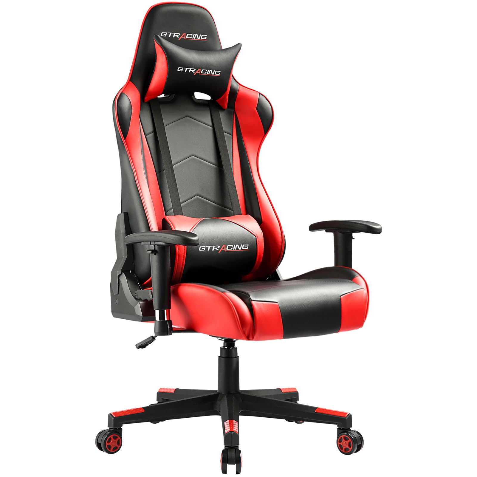 GTRACING Gaming Chair Racing Office Computer Ergonomic Video Game Chair Backrest and Seat Height Adjustable Swivel Recliner with Headrest and Lumbar Pillow Esports Chair (Red)