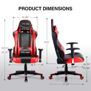 GTRACING Gaming Chair Racing Office Computer Ergonomic Video Game Chair Backrest and Seat Height Adjustable Swivel Recliner with Headrest and Lumbar Pillow Esports Chair (Red)