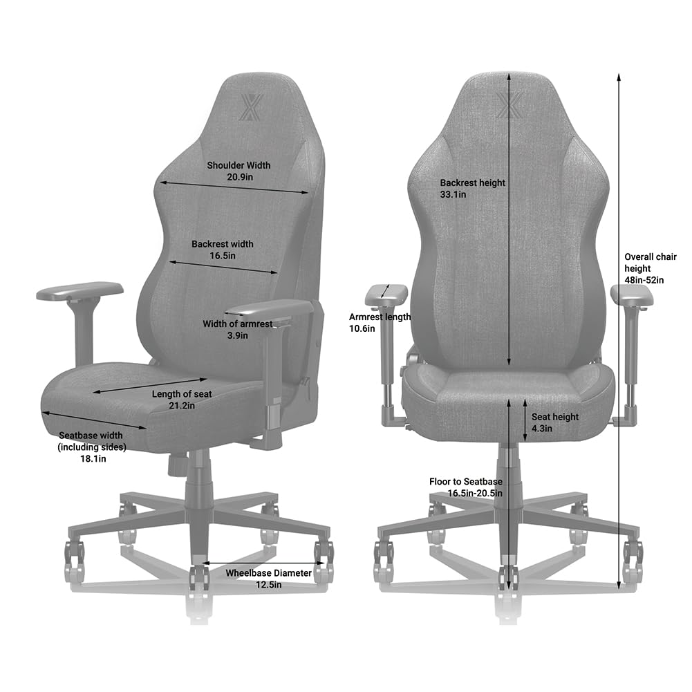 Gaming Chair Breathable Fabric Office Chair 4D Armrests, High Back Ergonomic Computer Chair with Premium Breathable Cloth Cushion and Headrest Lumbar Support Grey