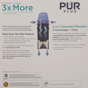 PUR PLUS Water Pitcher & Dispenser Replacement Filter 3-Pack, Genuine PUR Filter, 3-in-1 Powerful Filtration for More Chemical & Physical Substance Reduction, 6-Month Value, Blue (CRF950Z3)