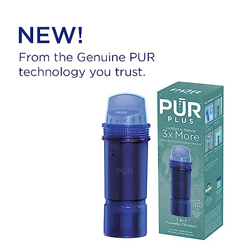 PUR PLUS Water Pitcher & Dispenser Replacement Filter 3-Pack, Genuine PUR Filter, 3-in-1 Powerful Filtration for More Chemical & Physical Substance Reduction, 6-Month Value, Blue (CRF950Z3)