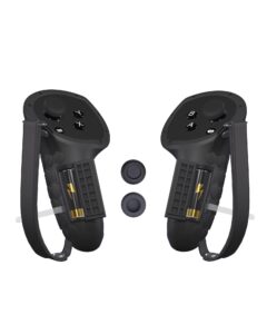 lonxmovs controller grip cover compatible with meta/oculus quest 3 grips cover for vr touch plus controllers covers protector with battery opening cover and knuckle straps(black)