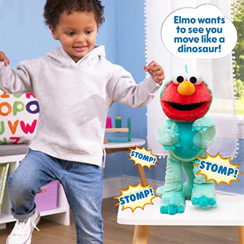 SESAME STREET Dino Stomp Elmo 13-Inch Plush Stuffed Animal Sings and Dances, Kids Toys for Ages 18 Month by Just Play