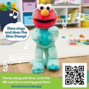 SESAME STREET Dino Stomp Elmo 13-Inch Plush Stuffed Animal Sings and Dances, Kids Toys for Ages 18 Month by Just Play