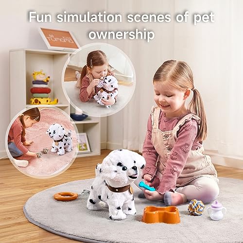 OR OR TU Walking Barking Toy Dog with Remote Control Leash, Plush Puppy Electronic Interactive Toys for Kids, Shake Tail,Pretend Dress Up Realistic Stuffed Animal Dog Age 3 4 5+ Years Old Best Gift